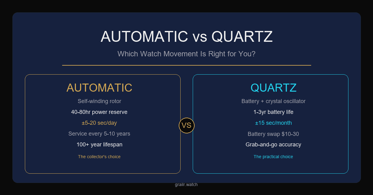 Automatic vs Quartz Watches: Which Movement Is Right for You? | Grailr